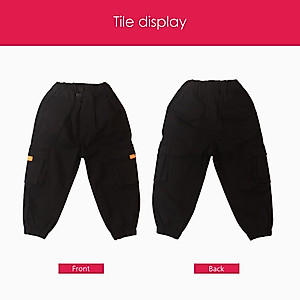 MINI PANDA Toddler Pants, Black Pants Toddler Boys or Girls, Little Boy Pants 2-Pieces (3T, Black,Green)