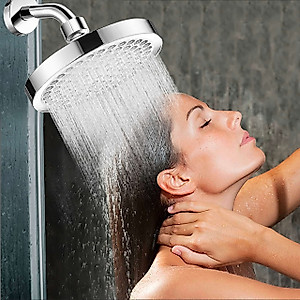 HandyCondo High Pressure Shower Head 6 Inch | Showerhead Is Perfect For Homes With Low Water Pressure | Leakproof Fixed Shower Heads With Angle-Adjustable Swivel Ball (Chrome)