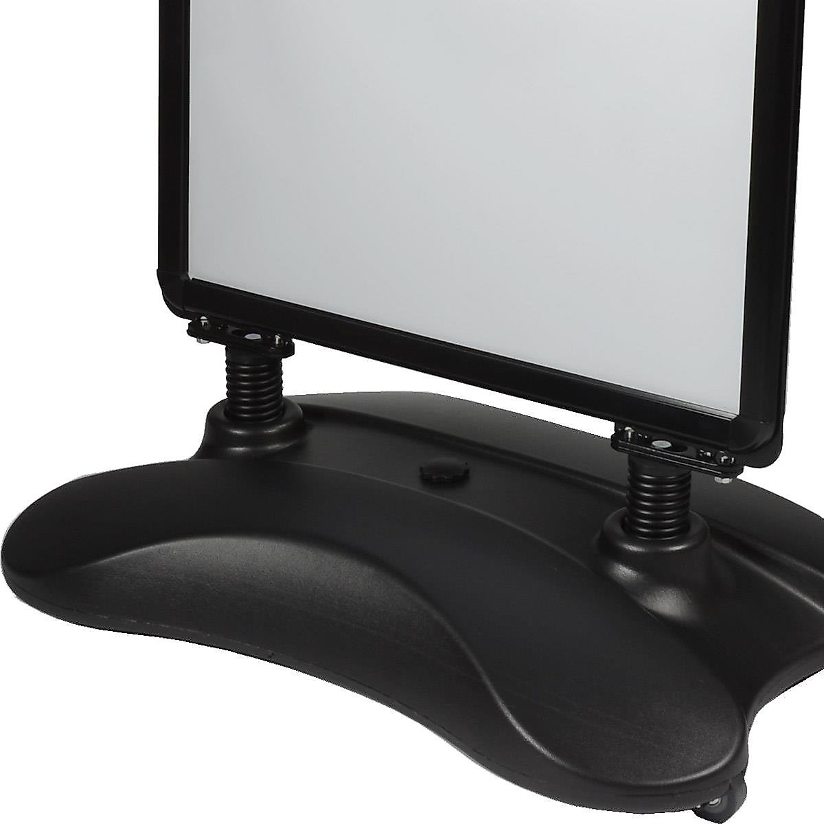 Sidewalk Poster Stand with Water-fill Base Holds 24x36 Graphics, Double-sided Sandwich Board for Outdoor Use, Front-loading Snap-open Poster Frame, Black