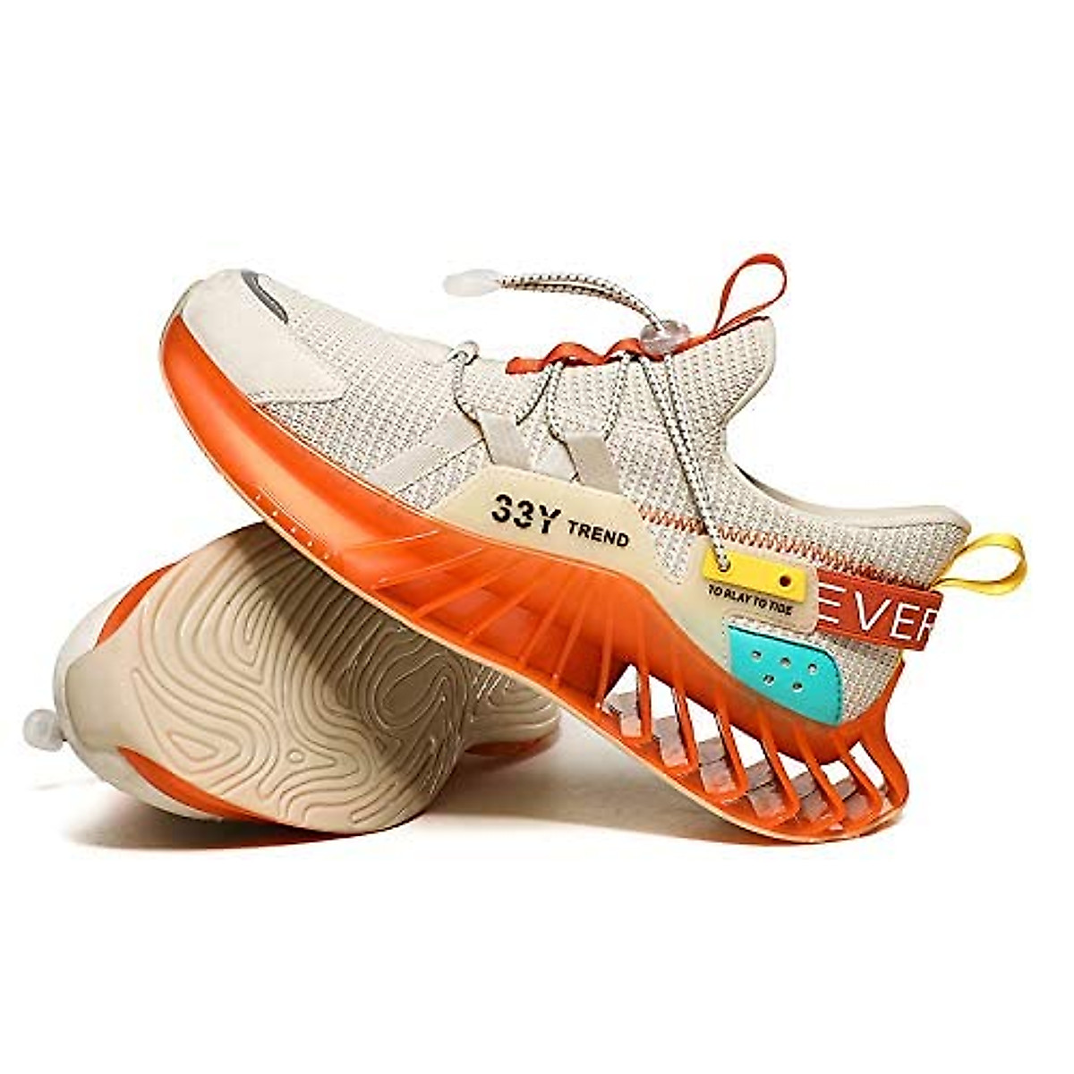 Ahico Mens Running Sneakers Walking Shoes Mesh Comfortable Lightweight Tennis Breathable Sport Casual Athletic Workout Orange, 9.5