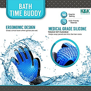 KENNELS & KATS Pet Grooming Gloves | Deshedding Glove for Easy, Mess-Free Grooming | Grooming Mitt for Dogs, Cats, Rabbits & Horses with Long/Short/Curly Hair | Pet Hair Gloves for Pet Hair Removal
