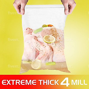 Clearly Elegant { 4 MILL } - EXTRA THICK Large Roaster Food Storage reclosable Bag, '' 5 Gallon Big Strong Clear HEAVY Plastic Bags, Easy Open & Close, Mil 18' x 24', 10 Pack