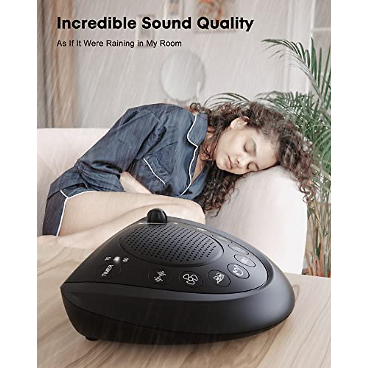 White Noise Machine – Portable Sound Machine Sleep Therapy with 24 Non Looping Natural Soothing Sounds, Memory Function, Auto-Off Timer, 2 USB Charger, Headphone Jack for Adults Baby Kids Travel