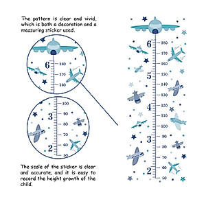 SUPERDANT 3pcs/Set Family Height Growth Chart Wall Sticker Airplane Star Self-Adhesive Height Wall Sticker for Bedoom Nursery Living Room Decor 38"x15"