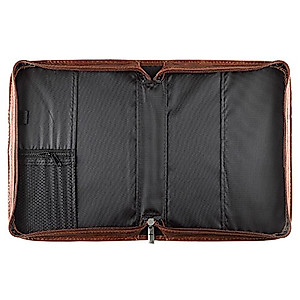 Christian Art Gifts Men/Women's Classic Bible Cover Faith Badge, Brown Faux Leather, Medium