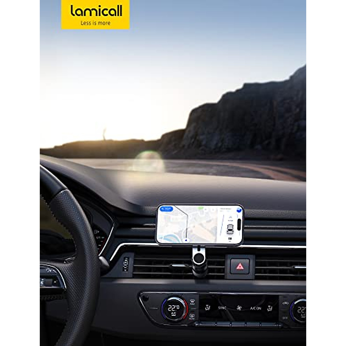 Lamicall for MagSafe Car Phone Mount - [Aluminum Stable Frame] [20 Strong Magnets] Magnetic Car Vent Phone Holder Mount, Air Vent Car Holder Mount for iPhone 14 13 12 Pro Plus Max Mini MagSafe Case