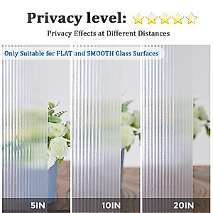 Windimiley Window Privacy Film Reeded Glass Window Clings Frosting Fluted Glass Window Stickers Frosted Bathroom Static Cling Heat UV Blocking Window Tint Decorative Window Coverings, 17.5x78.7 Inch
