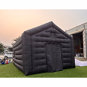 Large Black Inflatable Cube Wedding Tent Square Gazebo Event Room Big Mobile Portable Night Club Tent Party Pavilion for Backyard/Outdoor Events(29.5ftx16.5ft)