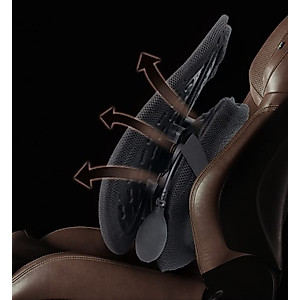 QINERSAW Ergonomic Cushion, Memory Foam Office Lumbar Pillow, 5-Speed Adjustable Base Back Support Cushions with Telescopic Straps & Airbag Adjustment, for Office Chair