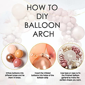 RUBFAC Dusty Pink Boho Blush Balloons Arch Garland Kit, 138pcs Metallic Rose Gold Retro Pink Nude Balloons Garland for Baby Shower, Engagement and Gender Reveal Party Decorations