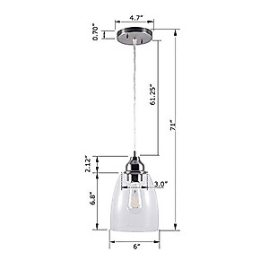YaoKuem Pendant Lighting Fixture, Hanging Ceiling Lights with E26 Medium Base, Metal Housing with Clear Glass, Bulbs not Included, 2-Pack