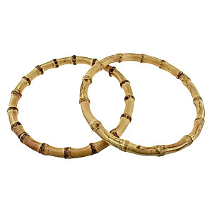 Hahiyo Bamboo Purse Handle Round Wooden Rings Holders Inner Diameter 5.5inch Sturdy Roomy to Place Fingers No Rough Spots Wood Thorns No Strong Smell for DIY Beach Summer Bag Crocheted Handbag 2PCS