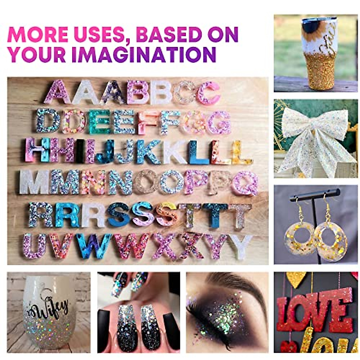 HTVRONT Holographic Chunky Glitter, 100g Silver Chunky Glitter for Resin, 3.53oz Iridescent Glitter Chunky Mixed with Fine Glitter, Shaker Cap Chunky Glitter for Tumbler, Nail, Makeup Craft Glitter