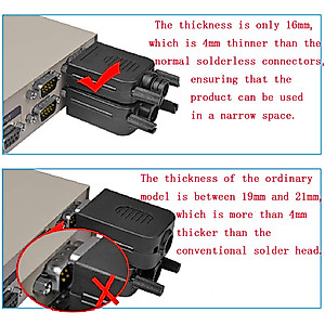 ANMBEST 2PCS Male VGA Solderless Quick Connector 16mm Thinner 3+9 DB15 3Row Serial Plug to 15-pin Port Terminal Male Adapter Breakout Board Compatible with VGA 3+7/3+6/3+6/3+4/3+2