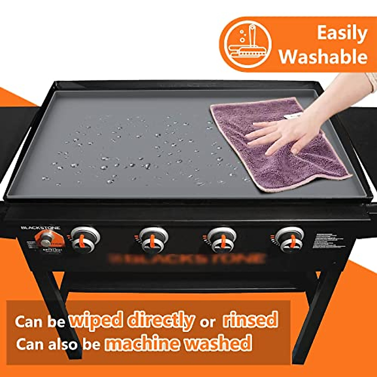 Griddle Silicone Protective Mat Cover for Blackstone 17"22"28"36"Pro, JOOKKI Griddle Grill Mat Heavy Duty Waterproof Griddle Protect Your Grill .(28”Pro, Grey)