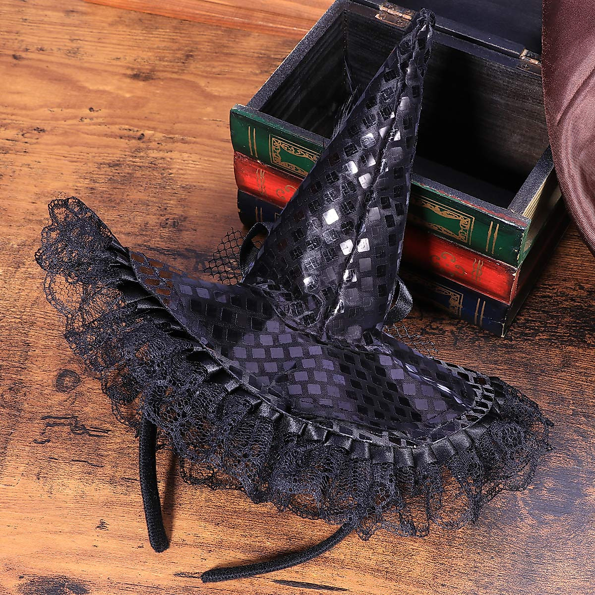 TINKSKY Children Halloween Headband Feather Party Witch Hat for Costume Dress up Party Performance Supplies (Black)