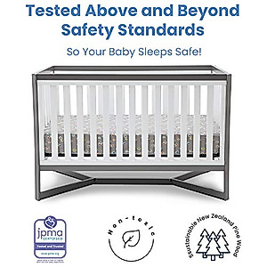 Delta Children Tribeca 4-in-1 Convertible Crib, White/Grey with Twinkle Stars Crib & Toddler Mattress