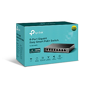 TP-Link TL-SG108PE 8-Port Gigabit Web Managed Easy Smart Ethernet PoE Switch (4 PoE Ports, 55 Watt Budget)