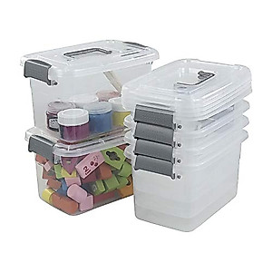 Qskely 6-Pack 5 L Clear Plastic Latch Storage Box with Lid