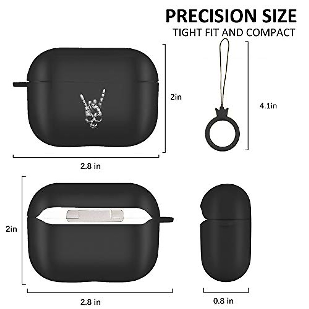 LuGeKe Case for Airpods Pro with Keychain,Cool Skull Patterned Case with Protective Soft TPU,Shockproof Cover for Girls Boys Kids Women Men (Novel Skull,Support Wireless Charge)