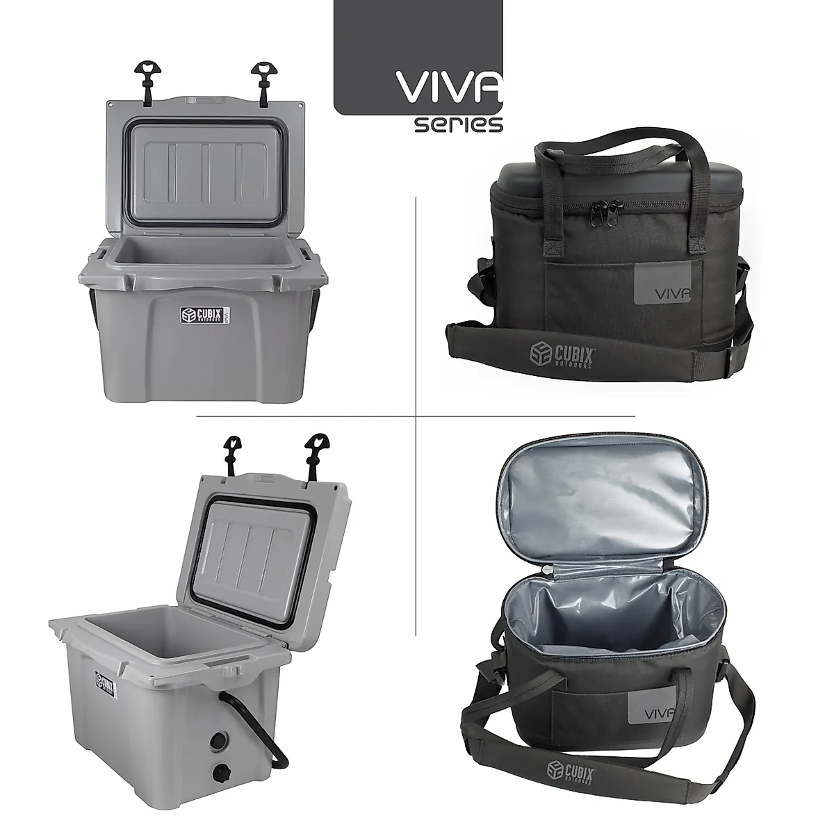 Viva 25QT Portable Rotomolded Hard cooler, Heavy Duty Cooler Ice Chest + 8L Small Soft Cooler Bag Waterproof Lunch Box, Insulated Bag & Cooler, 5-day cold retention for Travel, Beach, Camping, Fishing
