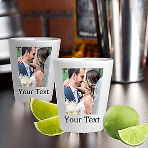 Personalized Shot Glasses Custom Ceramic Shot Glass Cup with Photo Text 2 Oz for Liquor Bar Party Wedding Gifts - 6 Pack