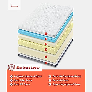 PrimaSleep King Mattress, 10 Inch Gel Memory Foam Mattress, Gel Infused for Comfort and Pressure Relief, CertiPUR-US Certified, Bed-in-a-Box, Medium Firm, Grey, King Size