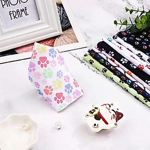 10 Pieces Paws Fabric Cute Paw Prints Squares Paw Print Fabric Fat Quarters Sewing Fabric Animal Footprint Puppy Cat Bone Printed Fabric for DIY Crafts Supplies (20 x 20 Inch)
