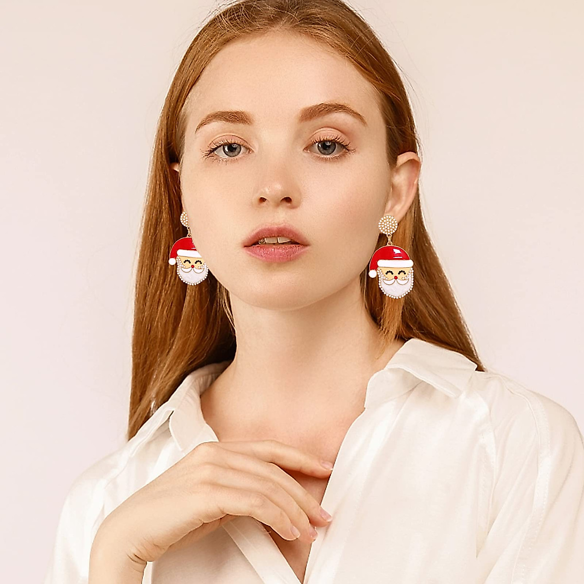 Christmas Earrings for Women Christmas Stud Earrings Hypoallergenic Christmas Tree Snowman Candy Rhinestone Drop Dangle Earrings Festive Jewelry Handmade Christmas Gifts