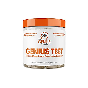 Genius Test, Advanced Testosterone Booster for Men - Natural Stamina, Endurance, Energy & Strength Enhancing Supplement - Lean Muscle Builder, Brain & Libido Support Male Supplements, 120 Veggie Pills