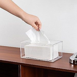 Acrylic Dryer Sheet Holder with Lid Minimalist Clear Dryer Sheets Dispenser Rectangular Tissue Box Cover for Laundry Room Bathroom Organization Storage Container