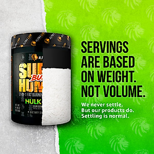 ALPHA LION Superhuman Burn 2-in-1 Metabolism Booster Pre Workout, Weight Loss Supplement, Appetite Suppressant, Fat Loss Support, Energy & Focus Powder (21 Servings, Hulk Juice)