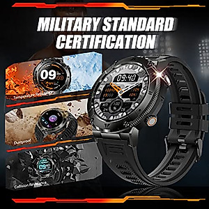 Smart Watch for Men 1.32” Full Screen Touch Rugged Smart Watch with Text and Call Outdoor Sports Watch Fitness Tracker with Heart Rate Sleep Monitor Tactical Smartwatch for iPhone Android Phones