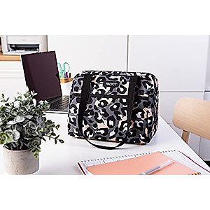 PackIt Freezable Hampton Lunch Bag, Wild Leopard Gray, Built with EcoFreeze Technology, Collapsible, Reusable, Zip Closure with Front Pocket and Shoulder Straps, Perfect for Tweens and Adults