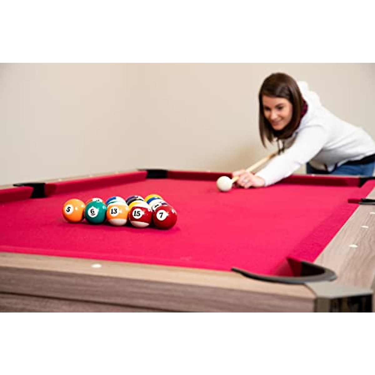 Hathaway Newport 7-ft Pool Table Tennis Combination with Dining Top, Two Storage Benches with Accessories - Driftwood