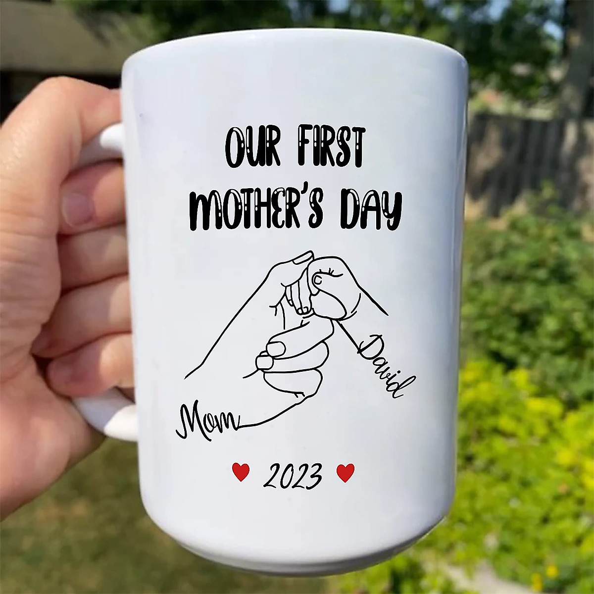 Personalized First Mother's Day Ceramic Coffee Mug, Gift For Mom From Baby, Mug For New Mom, Our First Mother's Day Together Custom Names Mug