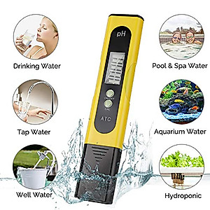 PH Meter Digital 0.01 PH High Accuracy Water Quality Tester PH 0.0-14.0 PH Monitor ATC Portable Pocket Pen Measurement for Household Drinking Analyzer Pool Water Aquarium Swimming Pool