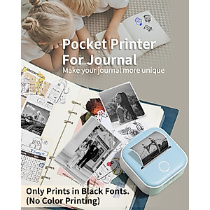 Ponek Mini Pocket Sticker Printer-Bluetooth Pocket Thermal Printer-Portable Smart Photo Printer for iPhone, White Self-Adhesive Paper Compatible with T02/M02X/M02XS for Journal, Photo, Memo