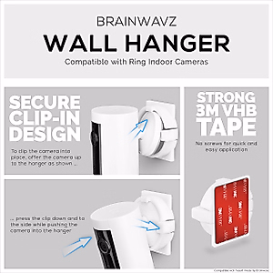 BRAINWAVZ [EOL] Screwless Wall Mount for Ring Indoor Cam, VHB Stick On - Easy to Install, No Tools Needed, No Mess, No Drilling, Strong Adhesive Mount, White [EOL]