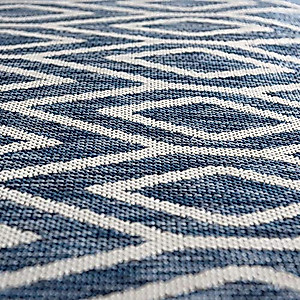 Unique Loom Jill Zarin Outdoor Collection Trellis Geometric Area Rug (9' 0 x 12' 0 Rectangular, Blue)