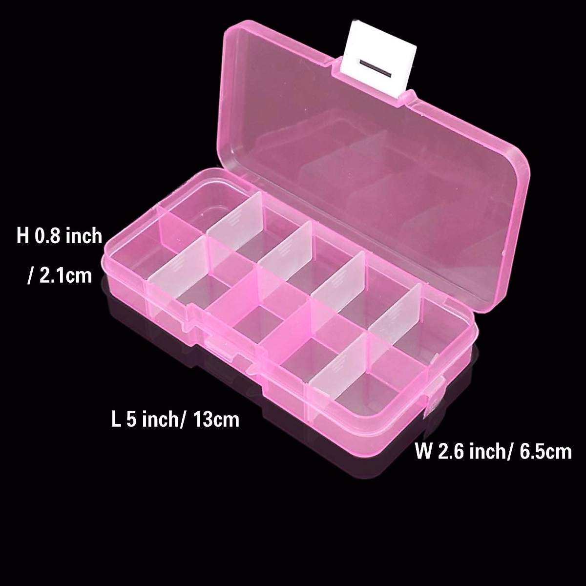 Balsar 10 Grids Plastic Organizer Box Storage Container Jewelry Box with Adjustable Dividers for Beads Art DIY Crafts Jewelry Fishing Tackles,Pink