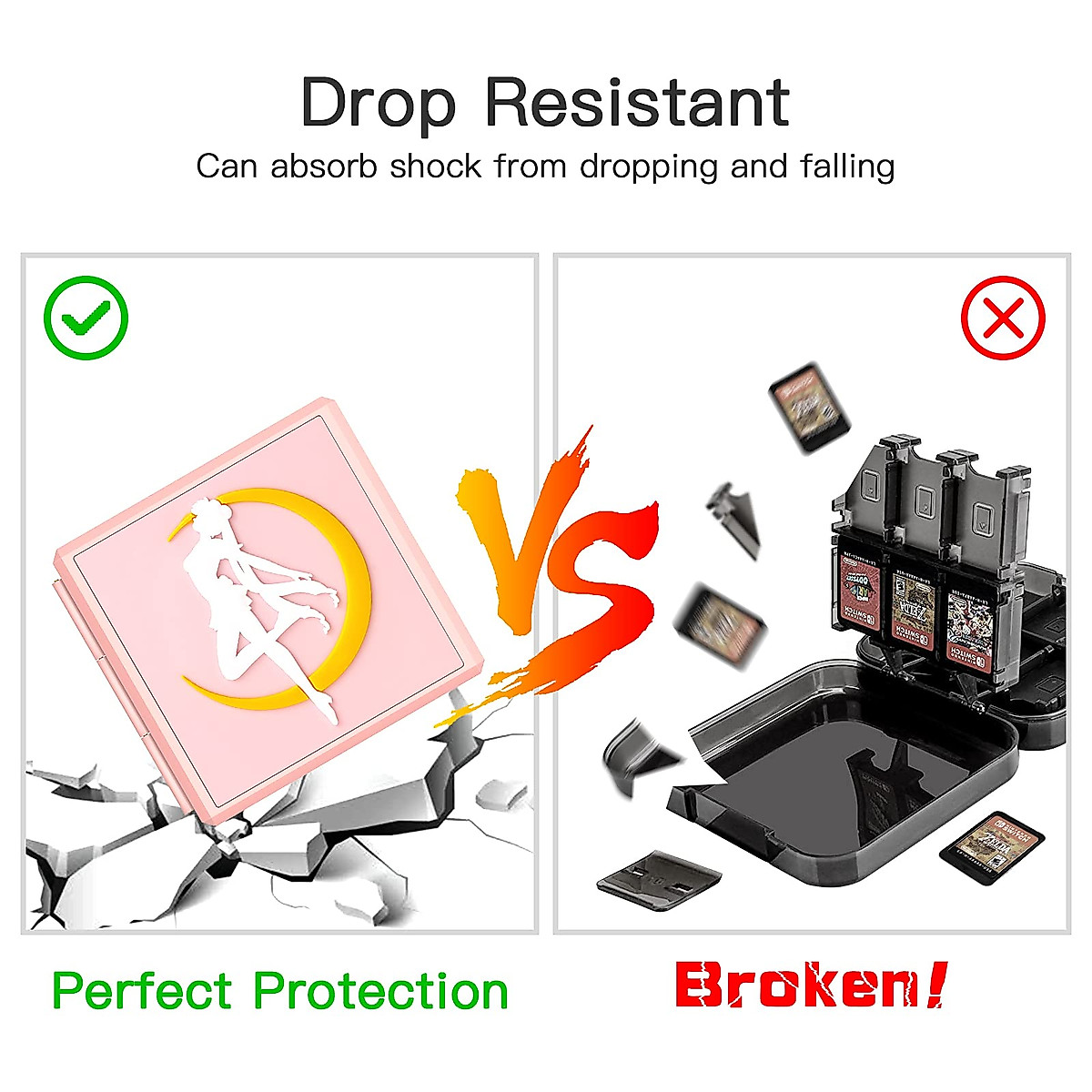 UFOPETIE 12 in 1 Game Card Case for Nintendo Switch Sailor Moon Switch Game Case,for Nintendo Switch Game Storage Nintendo Switch Game Card Case,for Switch Accessories(Thumb Grip 2PCS)