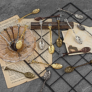 Framendino, 50 Pack Retro Coffee Spoons Vintage Crystal Alloy Tea Spoons for Home Kitchen Office