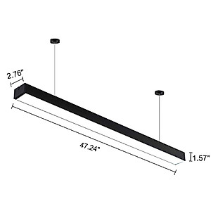 RUNNUP LED Strips Architectural Suspended Direct Indirect Linear Linkable Dimmable Office Light Fixture 32W/3500LM/6000K Commercial Lighting Market Garage Basement Black Finish 47.27inch