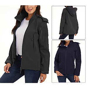 MAGCOMSEN Snowboard Jacket Women Waterproof Jacket Women Warm Jackets Winter Softshell Coats Outdoor Hiking Jackets for Women Snowboard Coat Rain Tactical Jackets Black