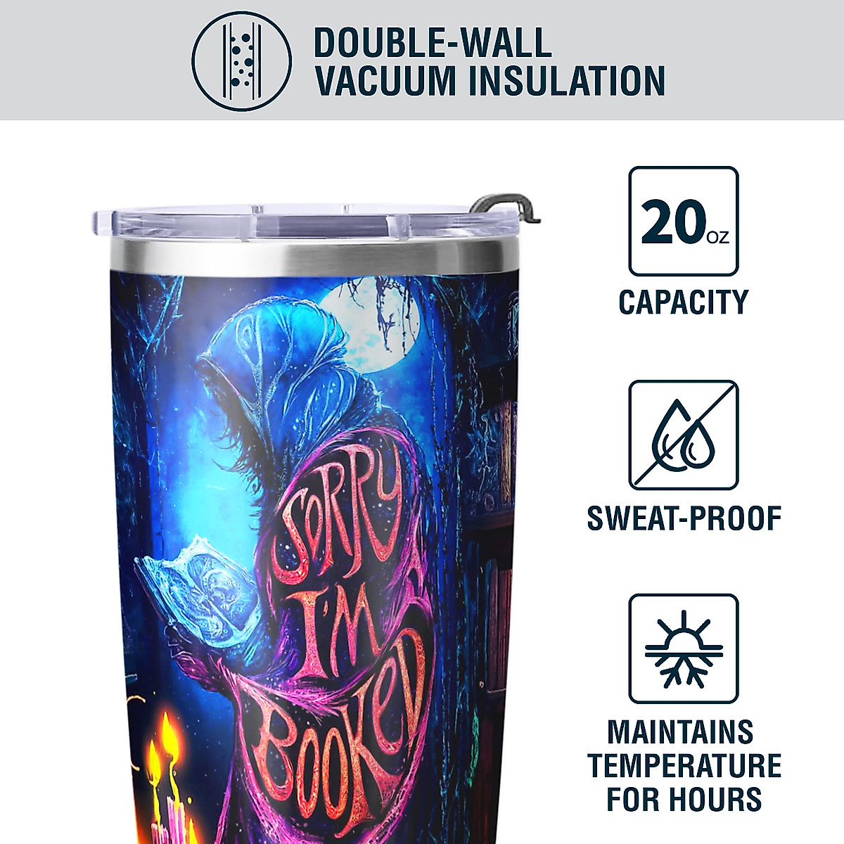 Bad Bananas Gifts for Book Lovers and Readers - Sorry I'm Booked - Books - 20oz Stainless Steel Tumbler