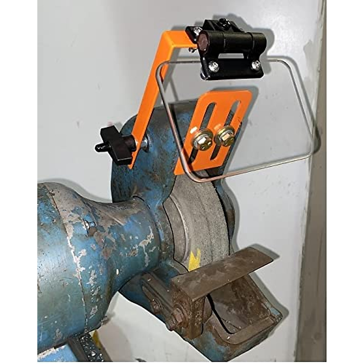 ATS Machine Safety Solutions Large Universal Bench Grinder Eye Shields and Eye Shield Mounting Assembly for 7-inch and Larger Power Bench Grinders, Sold as PAIR, Orange (UGS-2)