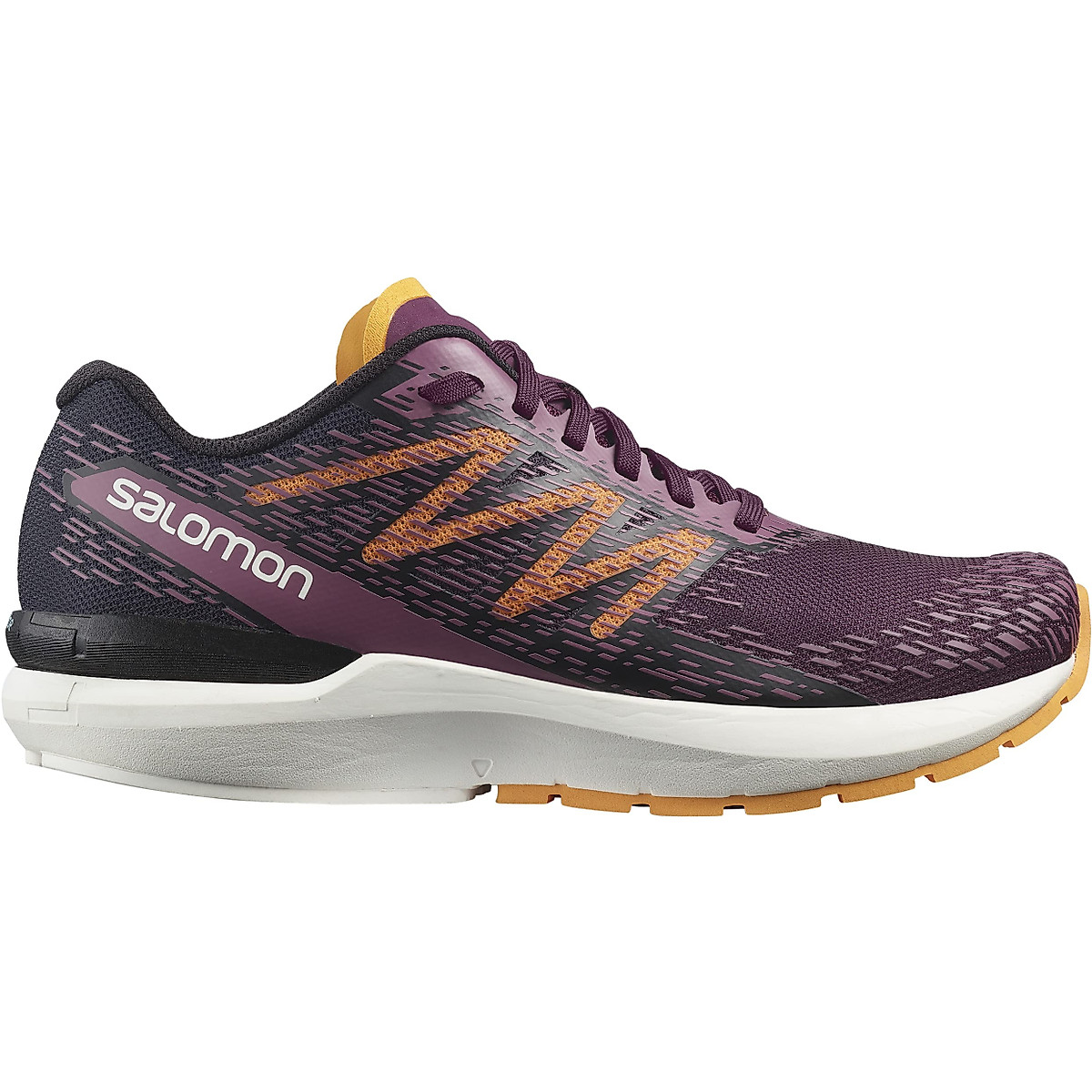 Salomon Women's Sonic 5 Balance W Trail Running Shoe, Grape Wine/Black/Blazing Orange, 6.5