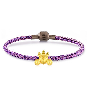 CHOW SANG SANG 999 24K Solid Gold Mini Charm Carriage Charm Bracelet for Women 93018C (Gold, 17 CM)