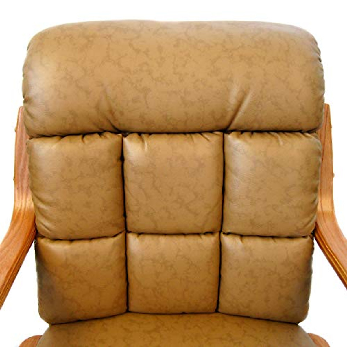 Caster Chair Company Casual Rolling Caster Dining Chair with Swivel Tilt in Honey Oak Wood with Buff Bonded Leatherette Seat and Back (1 Chair)